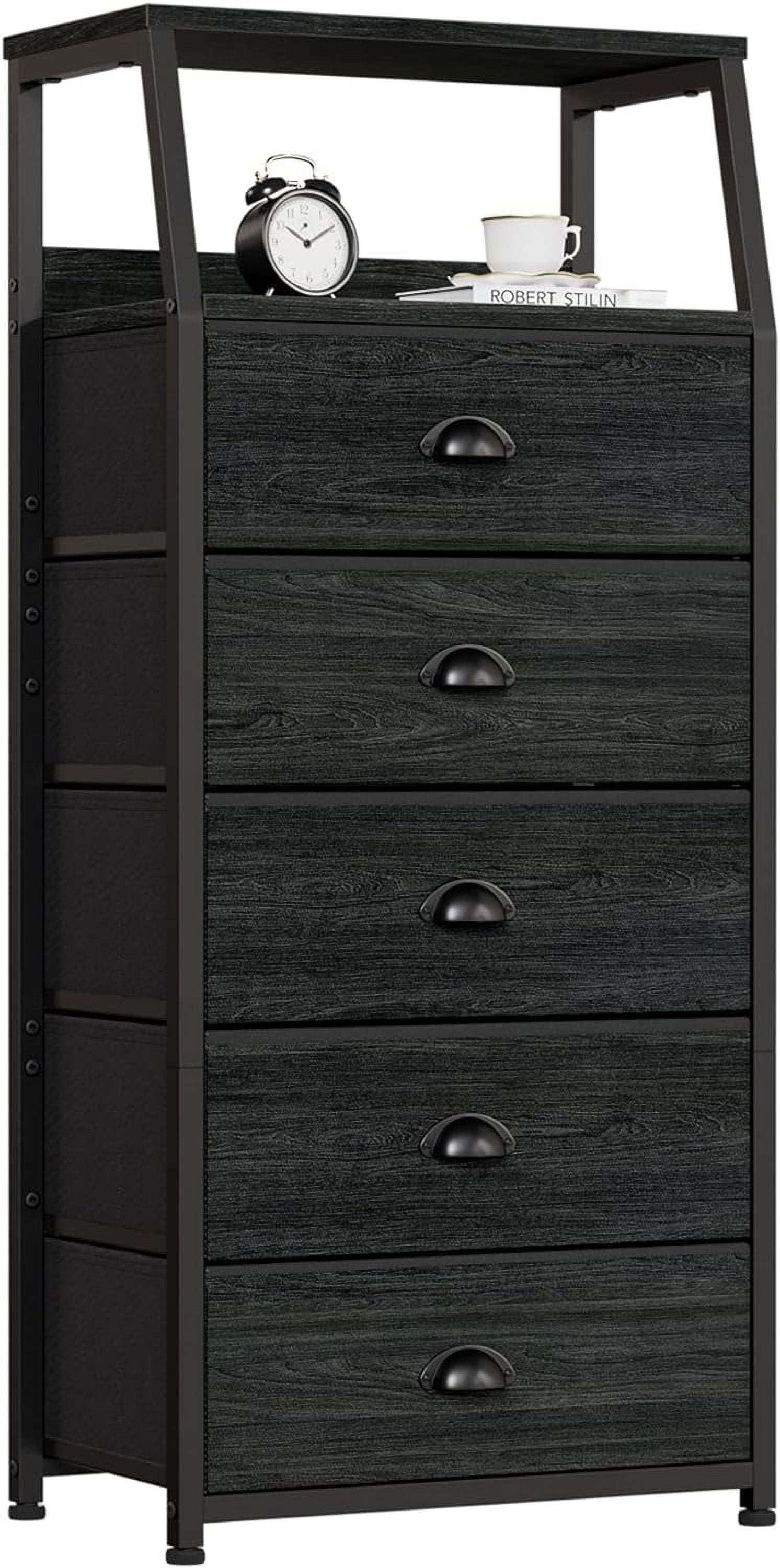 Tall 4 Drawers Dresser, Vertical Storage Tower Black Dresser for ...