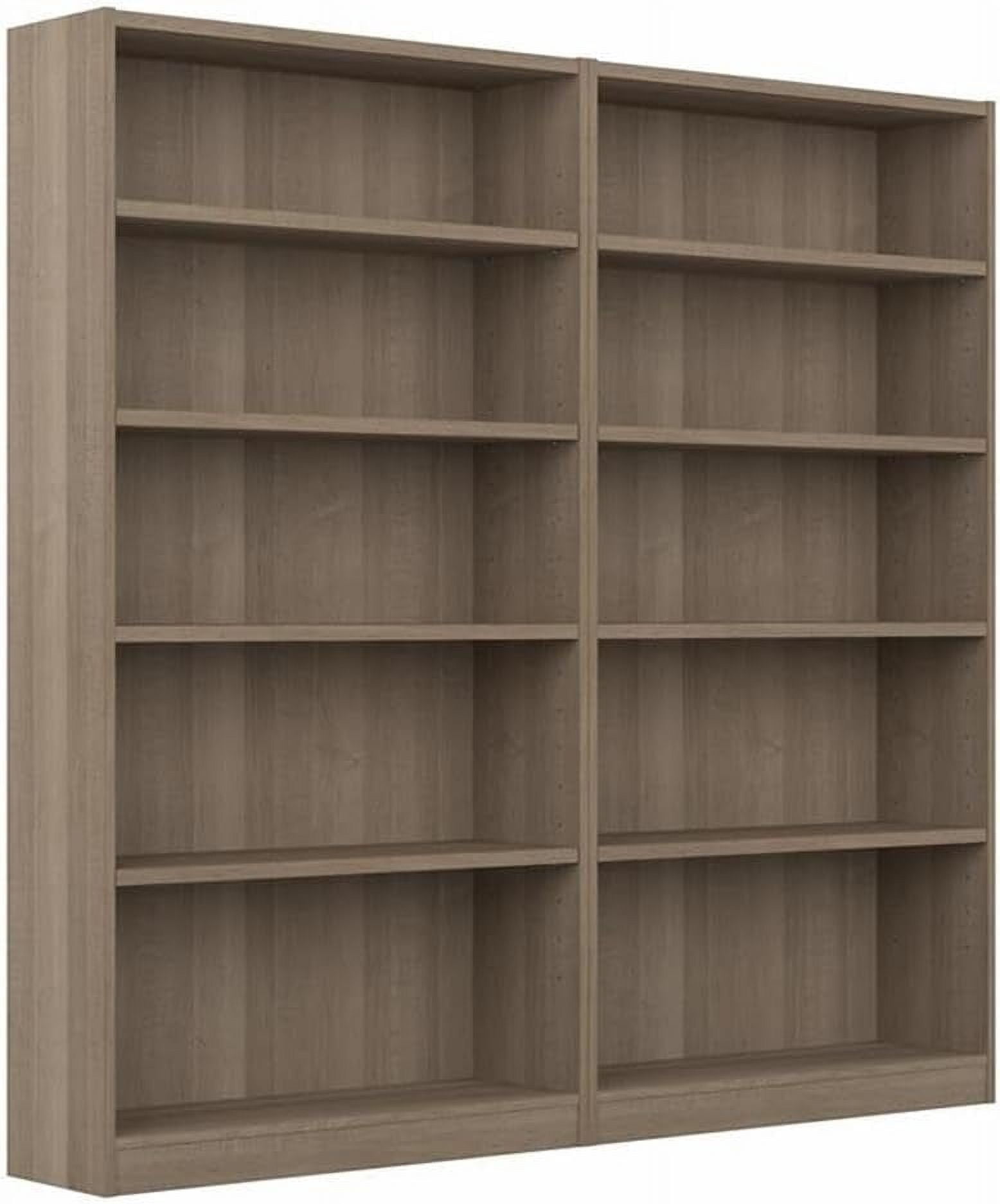 Tall 5 Shelf Bookcase in Gray - Set of 2, Matching Storage and Display ...