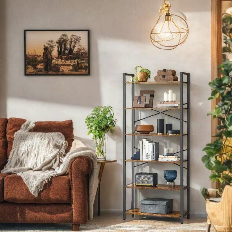 Tall 6-Tier Bookshelf, Large Bookcase with Deep Shelves, 11.8 x 31.5 x ...