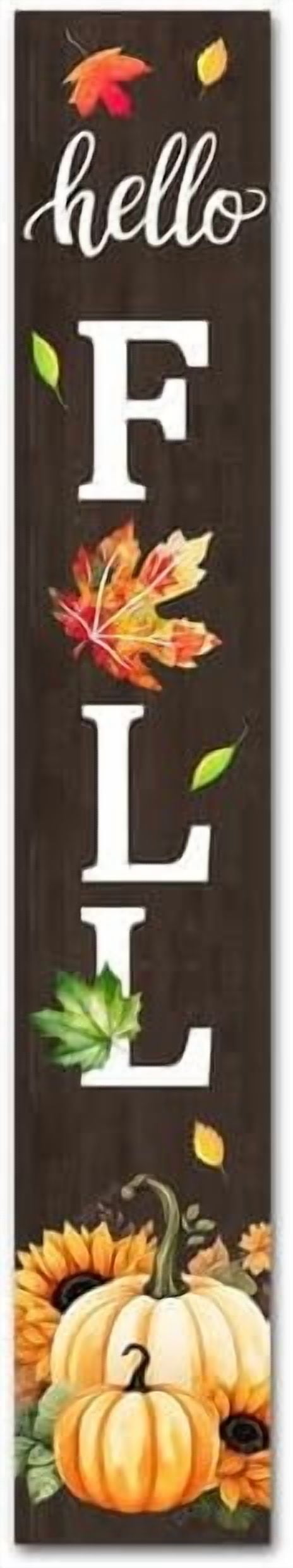 Tall (64x8) IN Hello Fall Vertical Signs For Front Door Porch Standing ...
