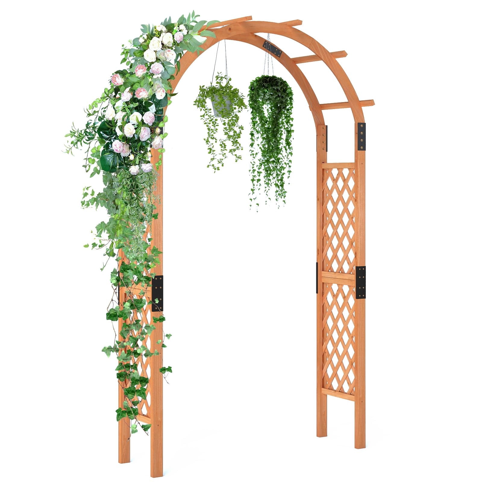 Tall 7.7FT Garden Arbor with Climbing Plant Trellis, Wood Wedding Arch ...