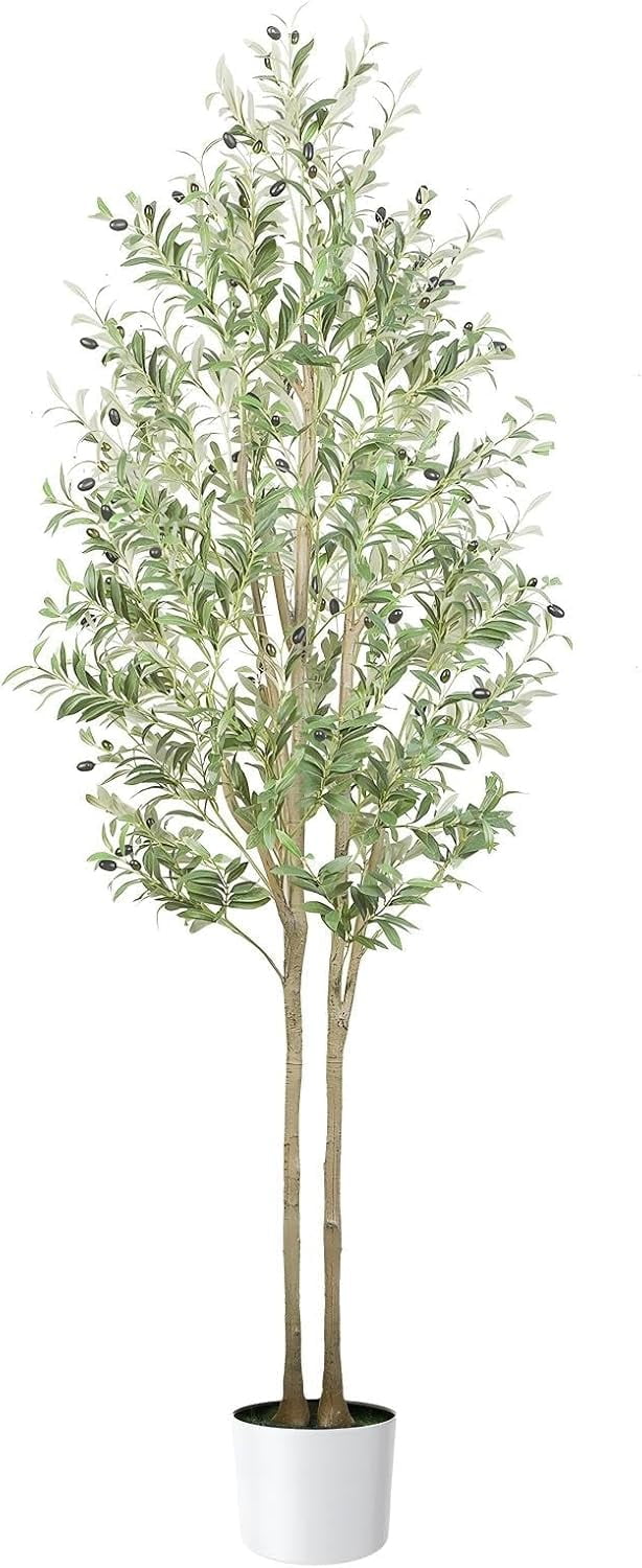Tall 7ft Artificial Olive Trees, Faux Olive Silk Tree Indoor with ...
