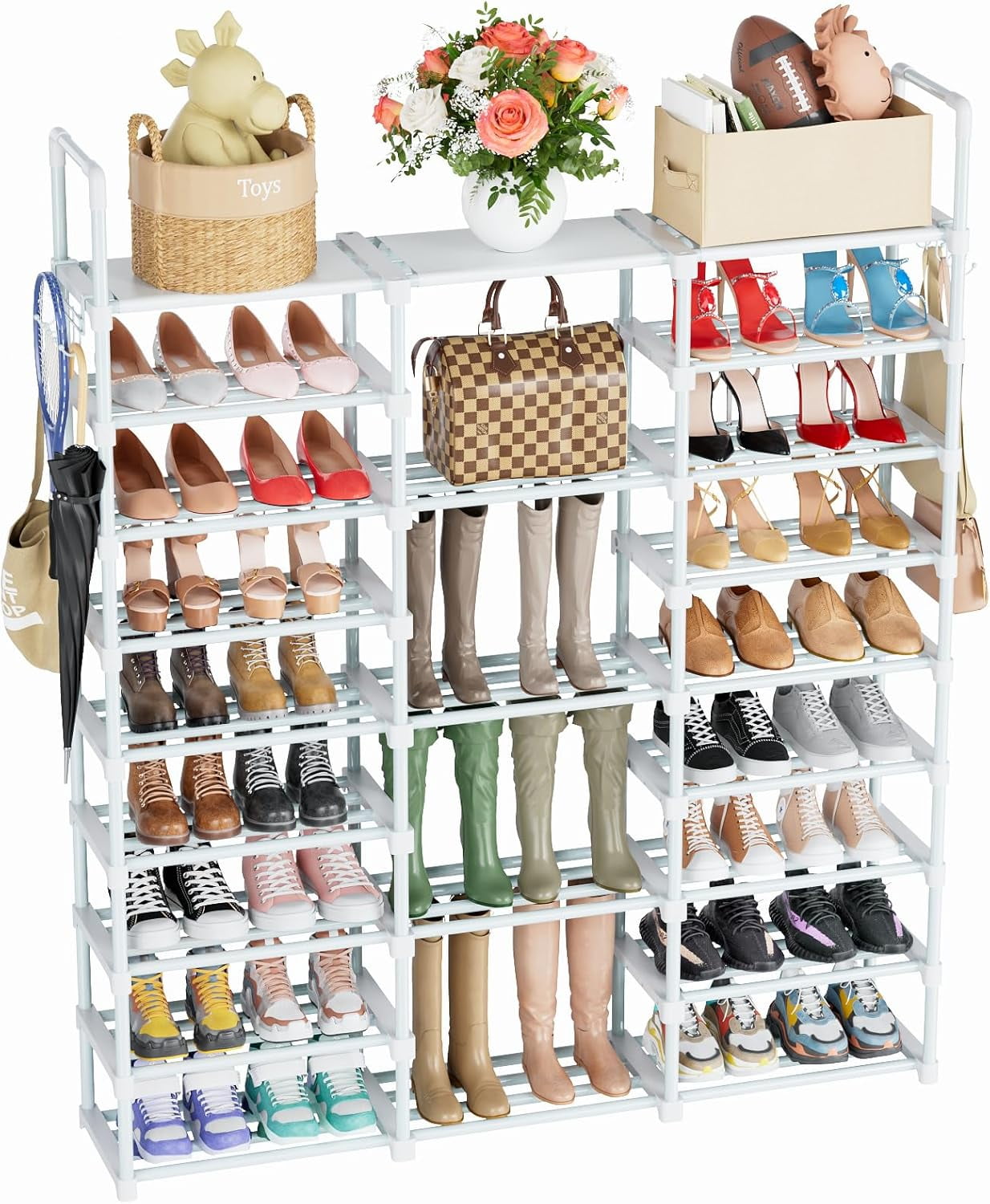 Tall 9-Tier Shoe Rack Organizer for Storage of 50-55 Pairs, Vertical ...