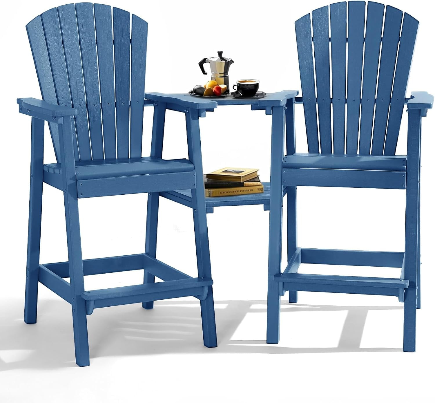Tall Adirondack Chair Set of 2 with Removable Double Connecting Trays ...