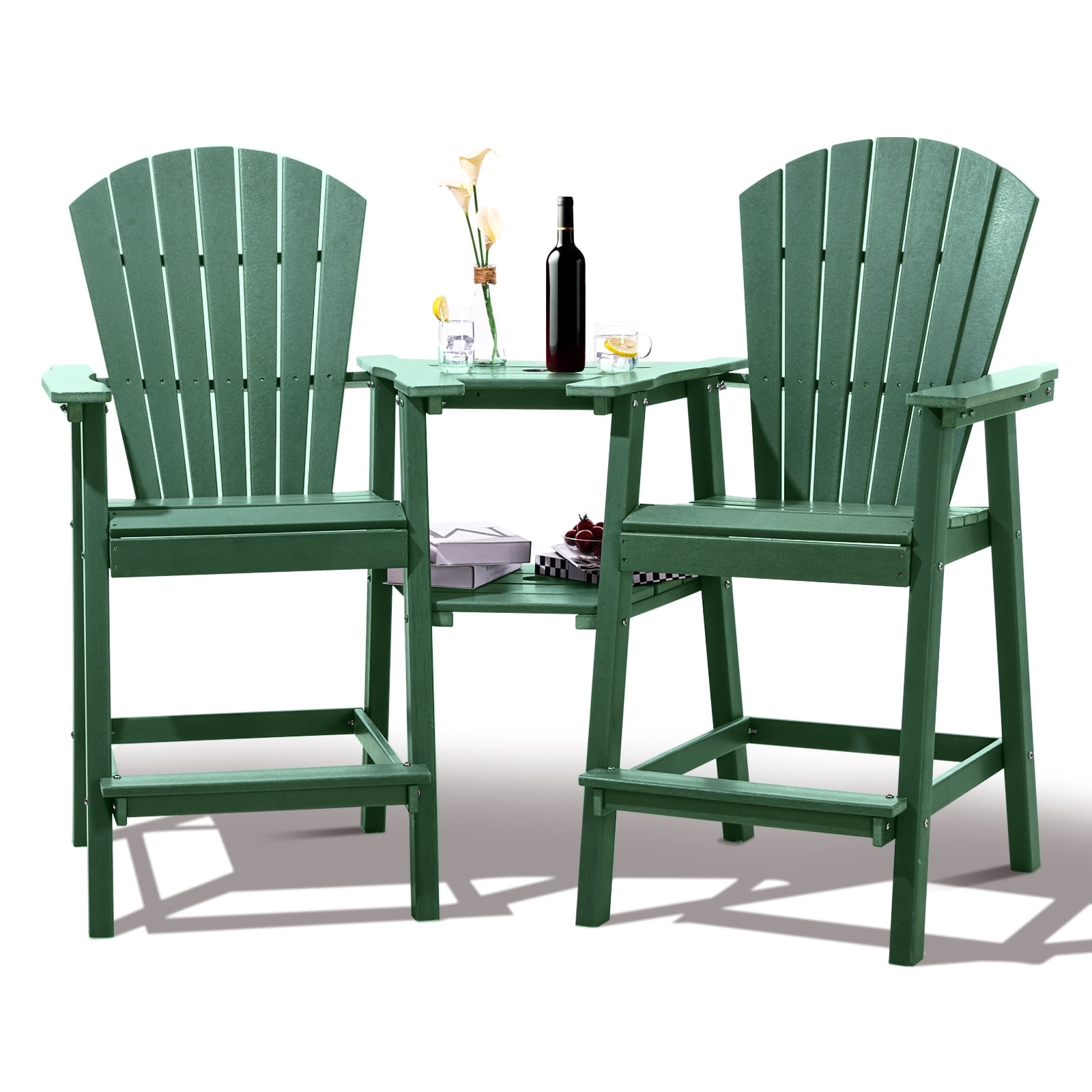 Tall Adirondack Chairs Set of 2，Outdoor Adirondack Barstools with ...