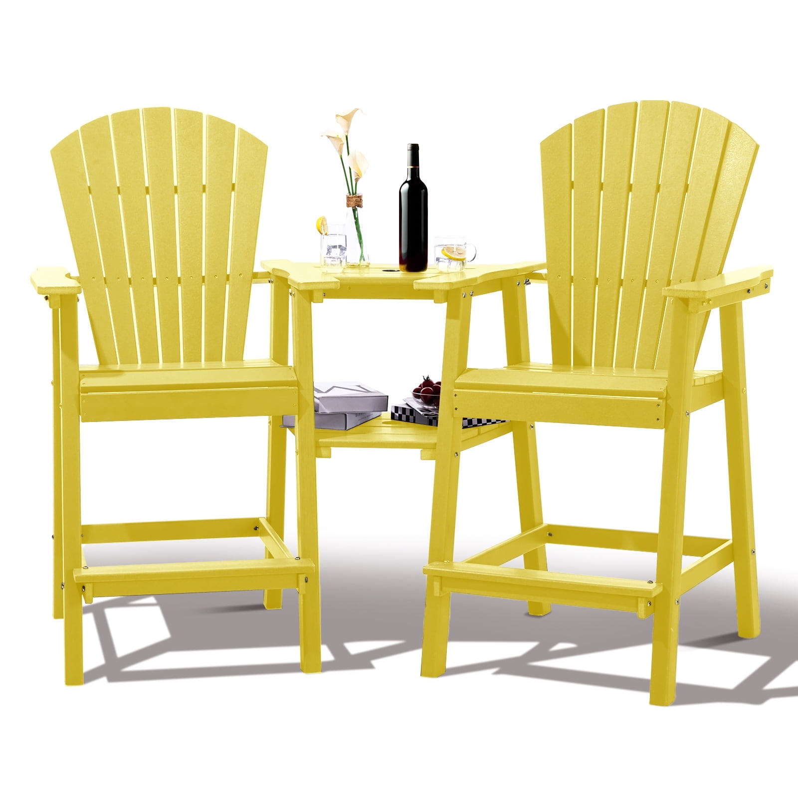 Tall Adirondack Chairs Set of 2，Outdoor Adirondack Barstools with ...
