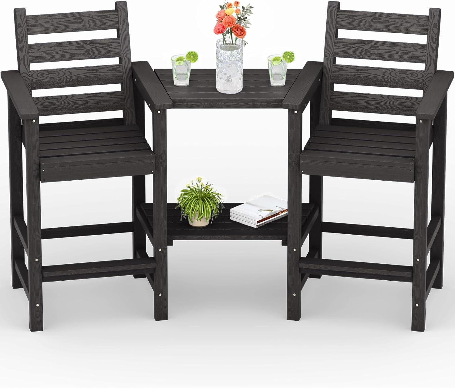 Tall Adirondack Chairs Set of 2, All Weather HDPE Poly Bar Height ...