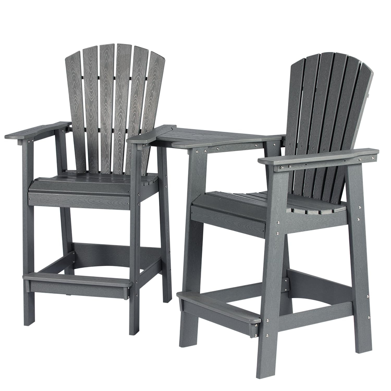 Tall Adirondack Chairs Set, HDPE Embossed Balcony Chair Set of 2 with ...