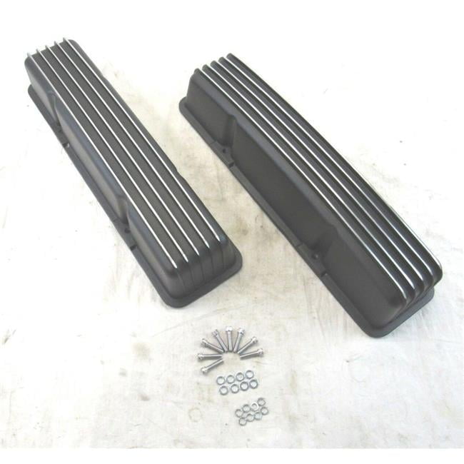 Tall Aluminum Finned Valve Cover without Hole for 1958-1986 SBC, Black ...