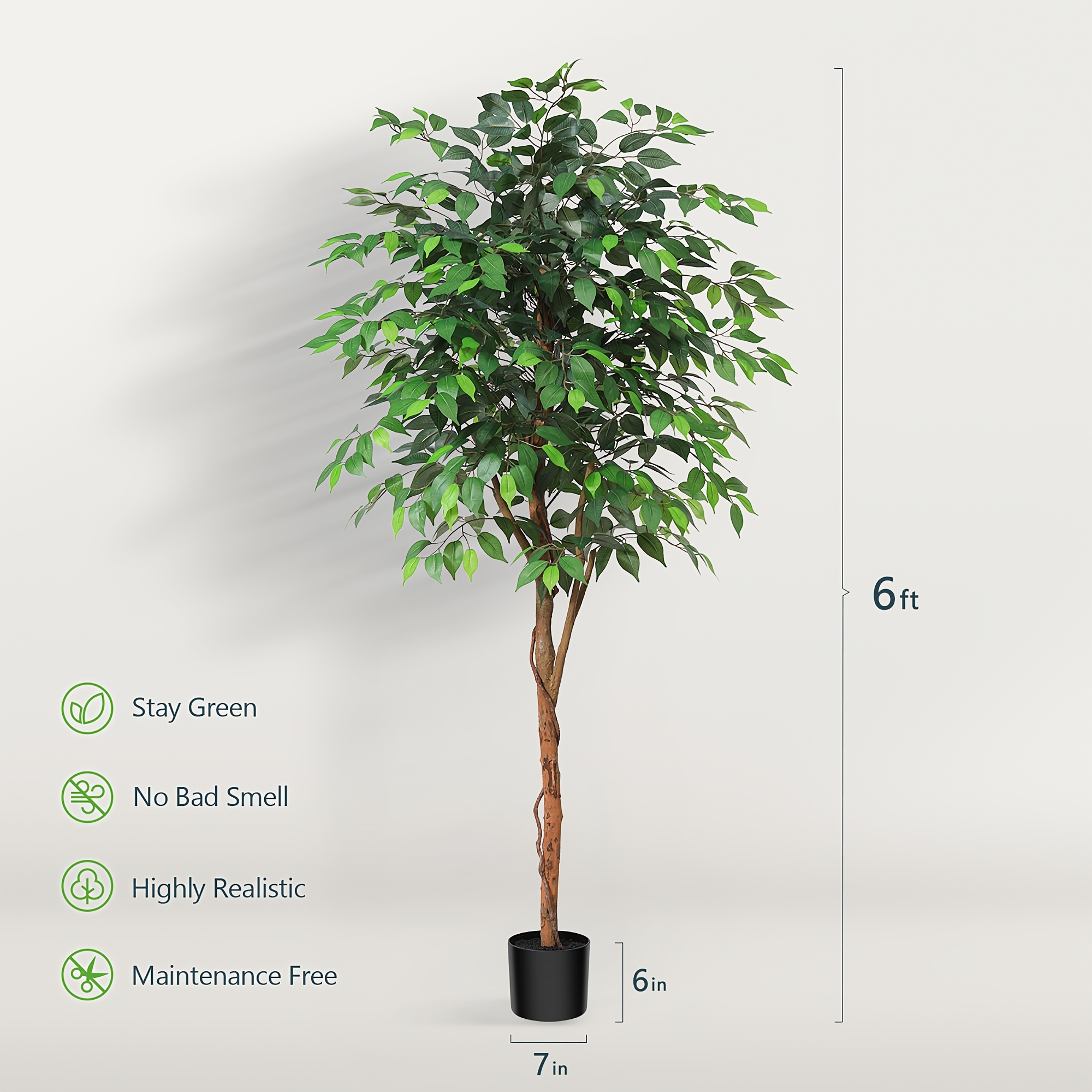 Tall Artificial Ficus Tree - Elegant Indoor Outdoor Living Room Home ...