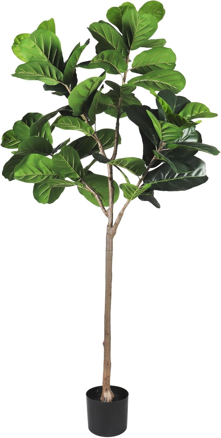 Tall Artificial Fiddle Leaf Fig Tree with Pot Fake Greenery Tree ...