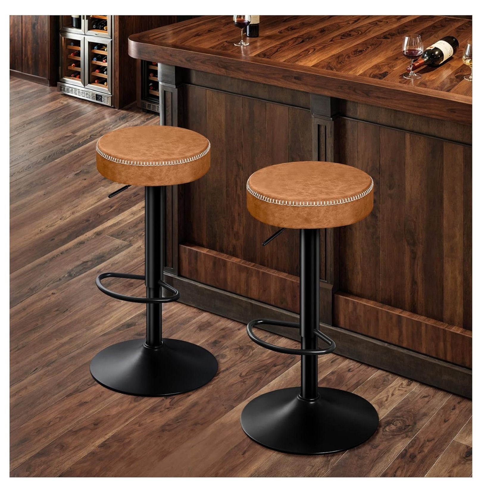 Tall Bar Stools Set of 2 Modern Microfiber Leather Bar Height Stools ...