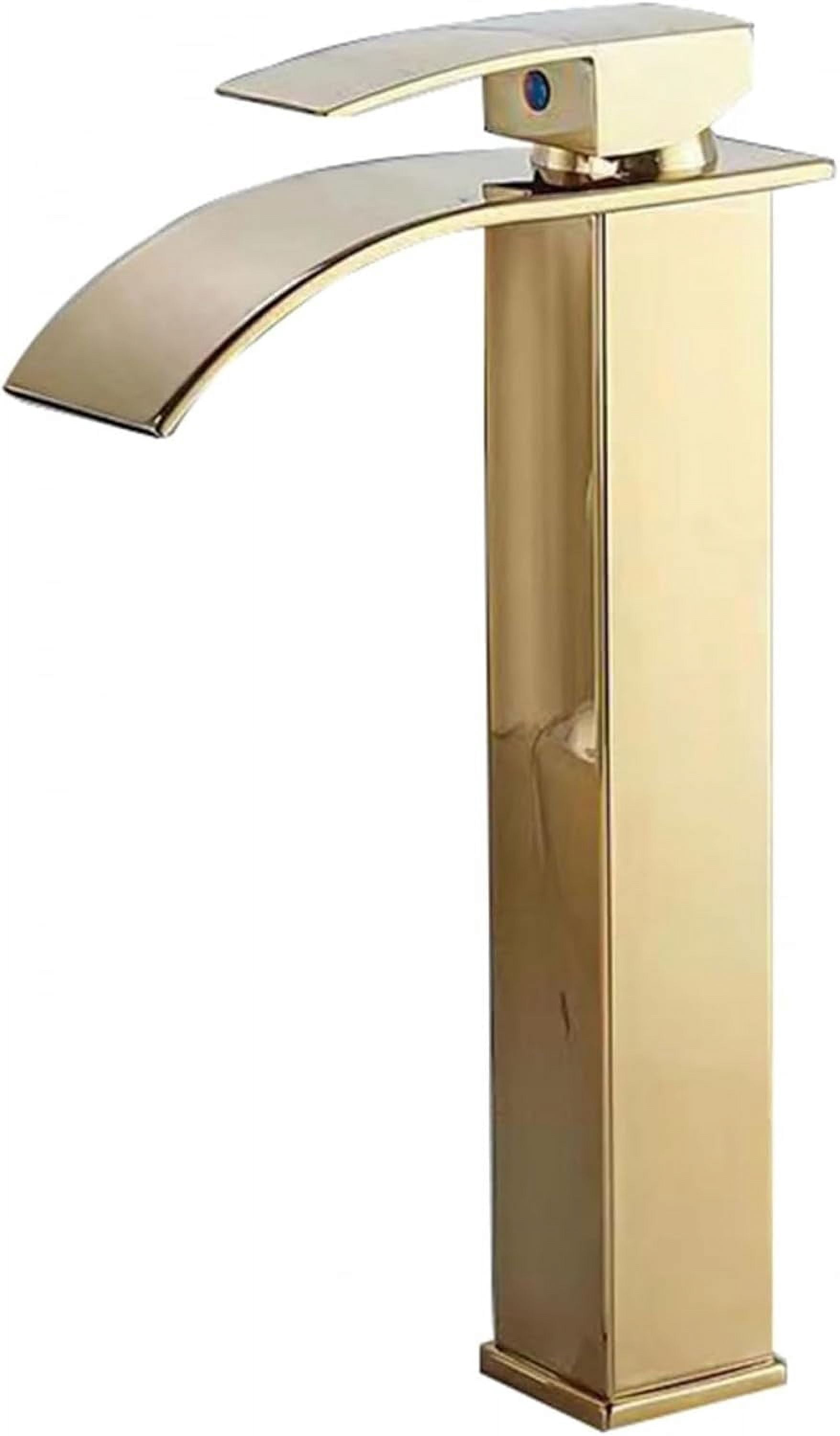 Tall Basin Faucet Hot and Cold Waterfall Bathroom Faucets Brass Single ...