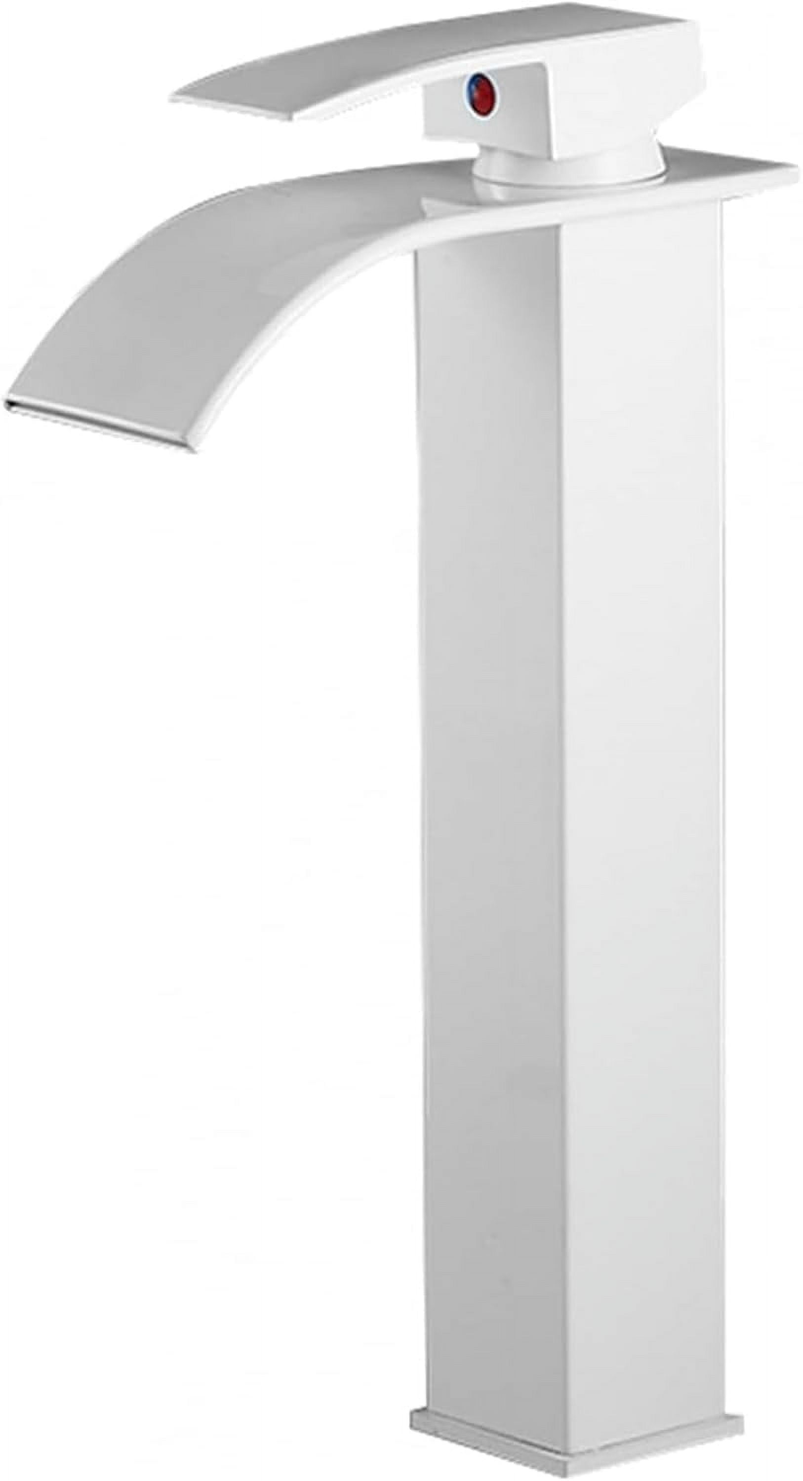 Tall Basin Faucet Hot and Cold Waterfall Bathroom Faucets Brass Single ...