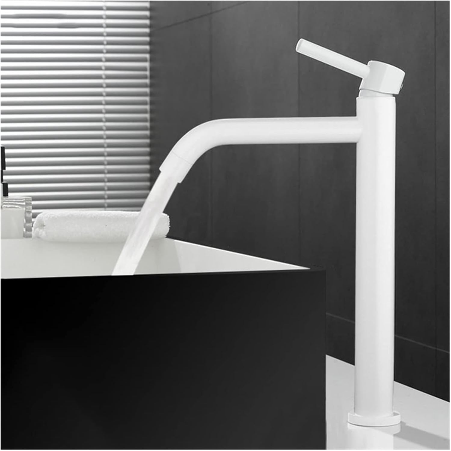 Tall Basin Faucet Slim Deck Mount Bathroom Faucet Hot and Cold Mixer ...