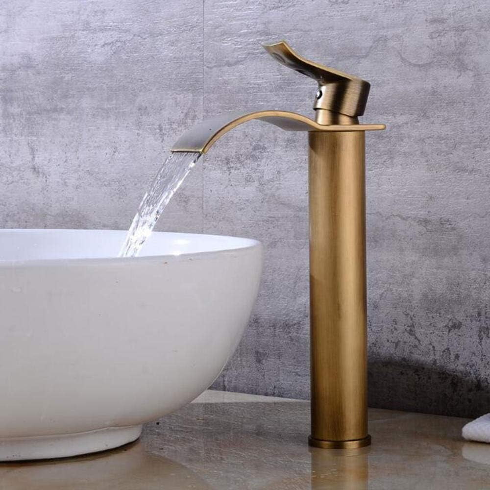 Tall Basin Mixer Tap Waterfall Bathroom Sink Taps Antique Brass Basin ...