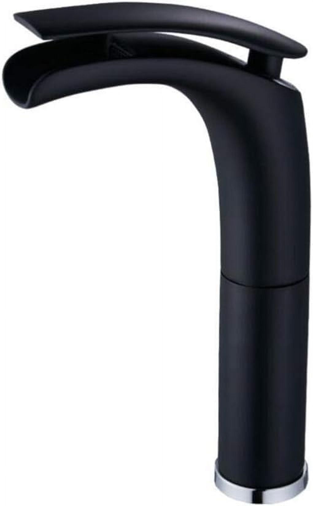 Tall Basin Mixer Tap Waterfall Bathroom Sink Taps Black Hot and Cold ...