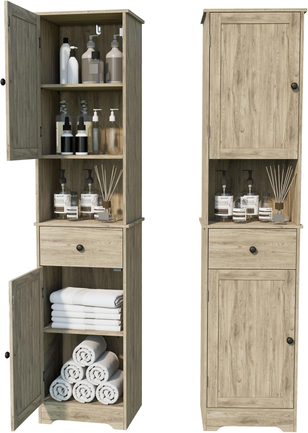 Tall Bathroom Cabinet, Storage Cabinet with 2 Doors & 2Drawer, with ...