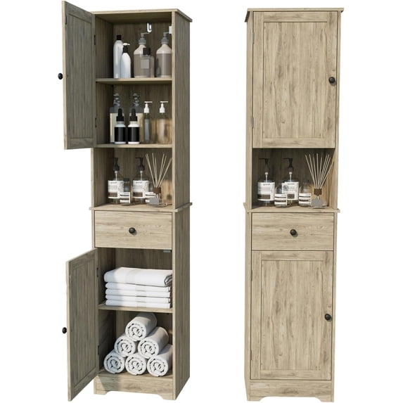 Tall Bathroom Cabinet, Storage Cabinet with 2 Doors & 2Drawer, with ...
