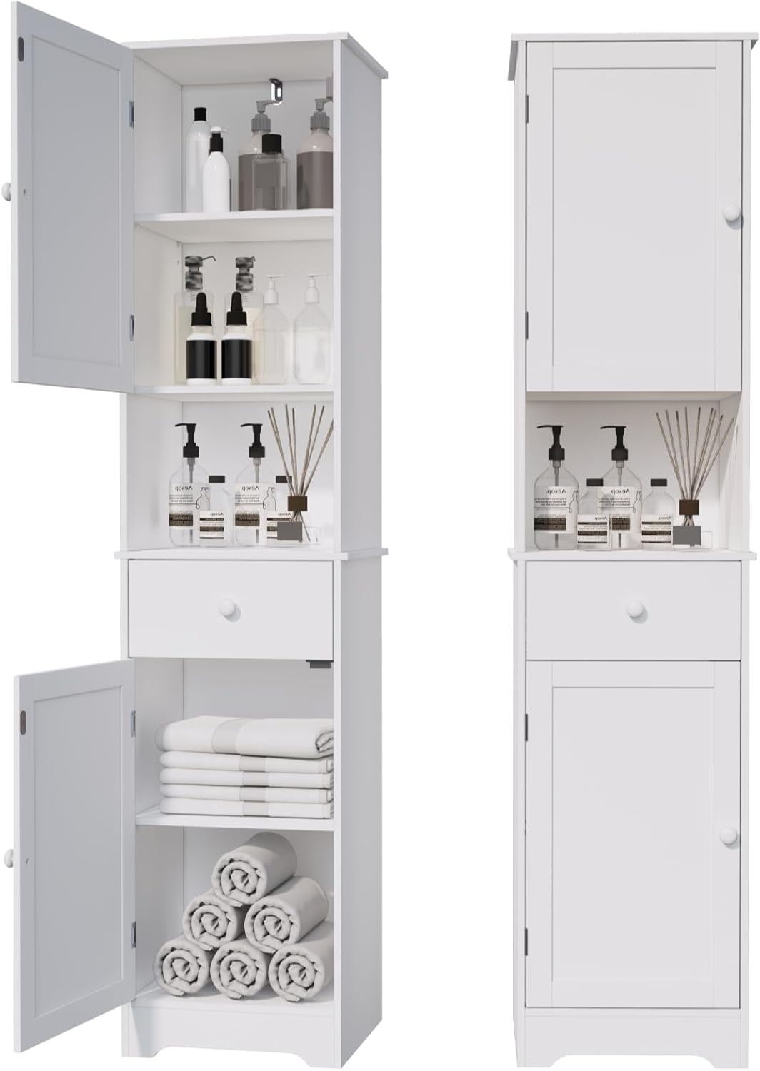 Tall Bathroom Cabinet, Storage Cabinet with 2 Doors & 2Drawer, with ...