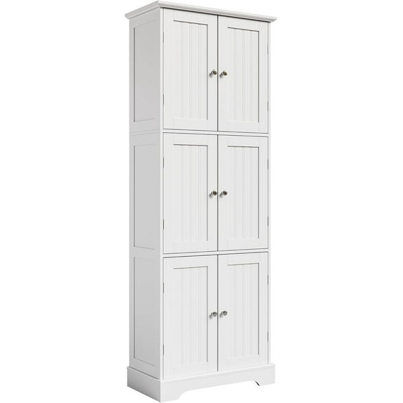 Tall Bathroom Storage Cabinet with 6 Doors Freestanding Floor Cabinet ...
