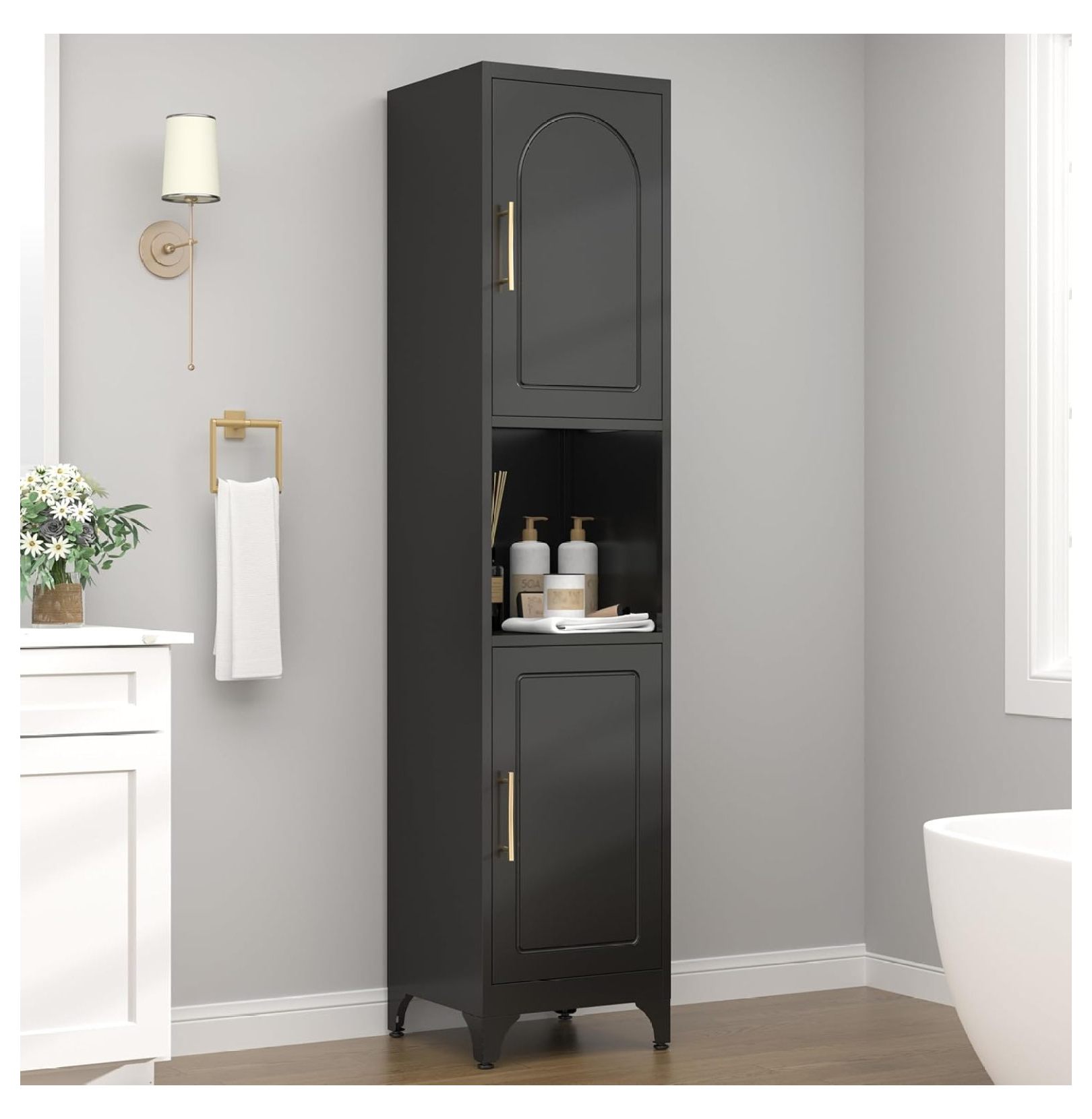 Tall Bathroom Storage Cabinet,Freestanding Storage Cabinet with Doors ...