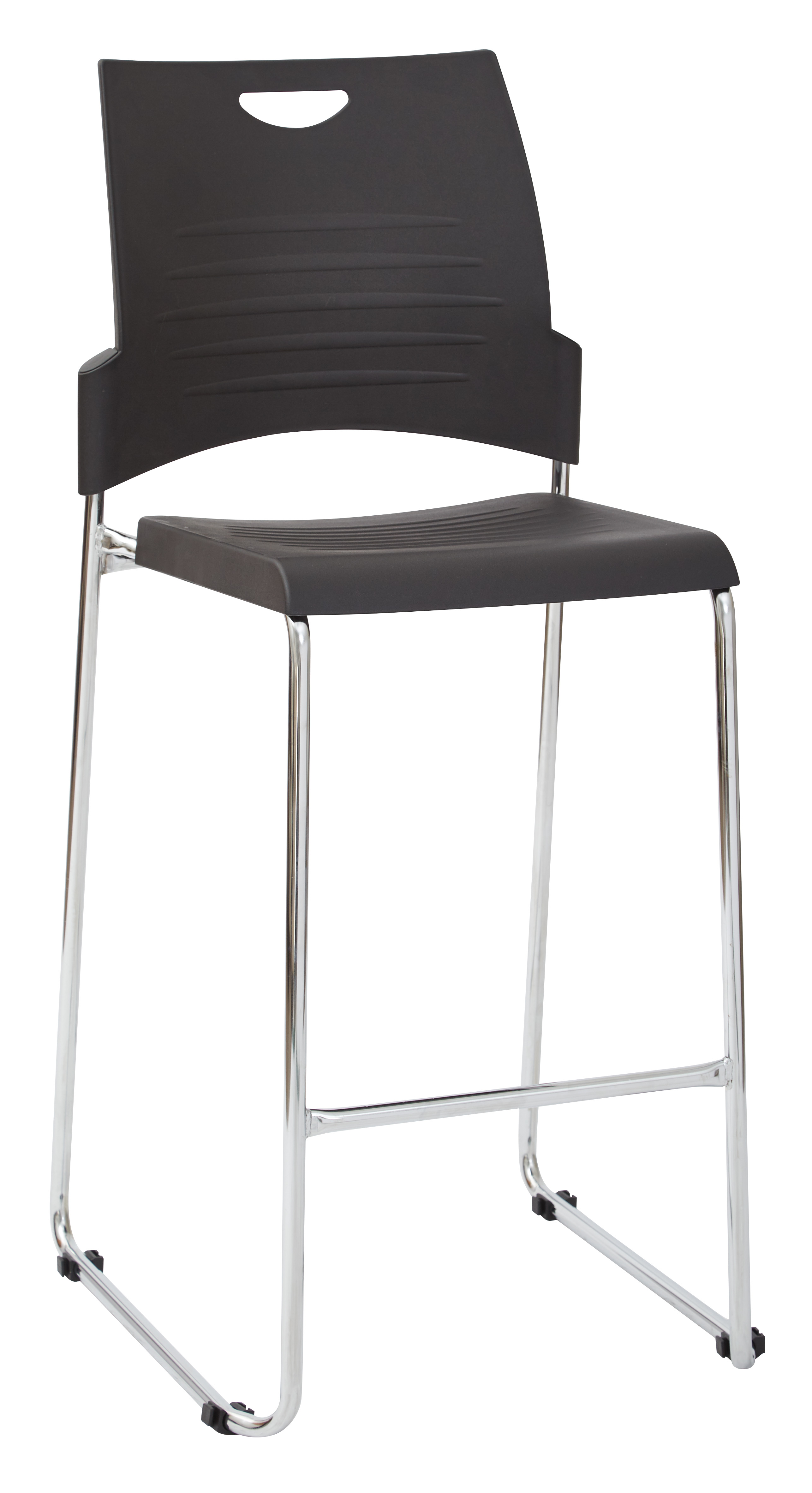 Tall Black Stacking and Ganging Chair with Plastic Seat and Back ...