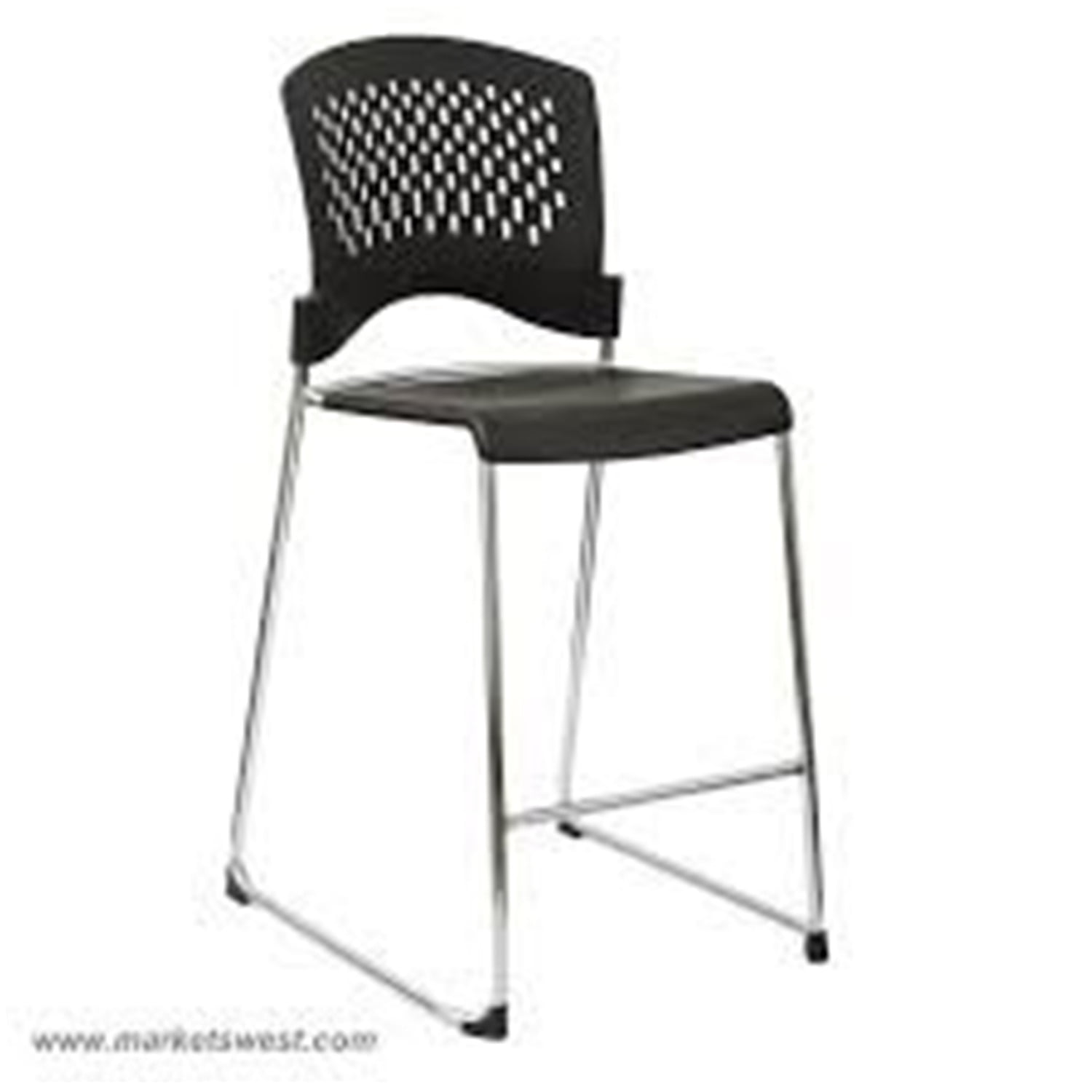 Tall Black Stacking and Ganging Chair with Plastic Seat and Back ...