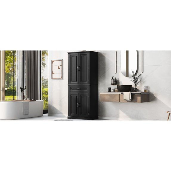 Tall Black Storage Unit | Multiple Storage Spaces for Different Items ...