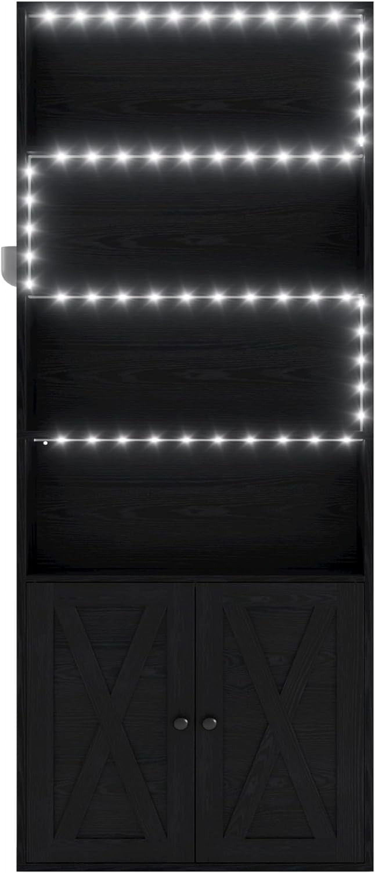 Tall Bookcase with LED Lights, 70 in Industrial Bookshelf Display Shelf ...