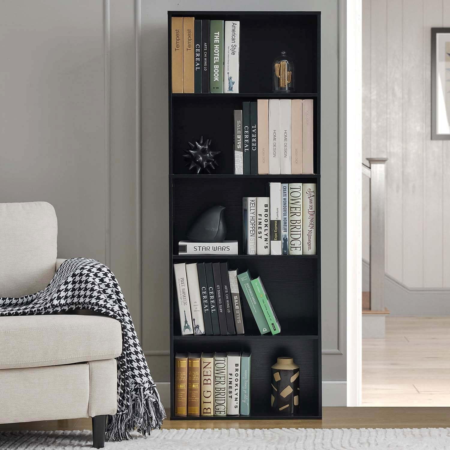 Tall Bookshelves with Cabinet, Office Storage Cabinets and Bookshelf, 5 ...