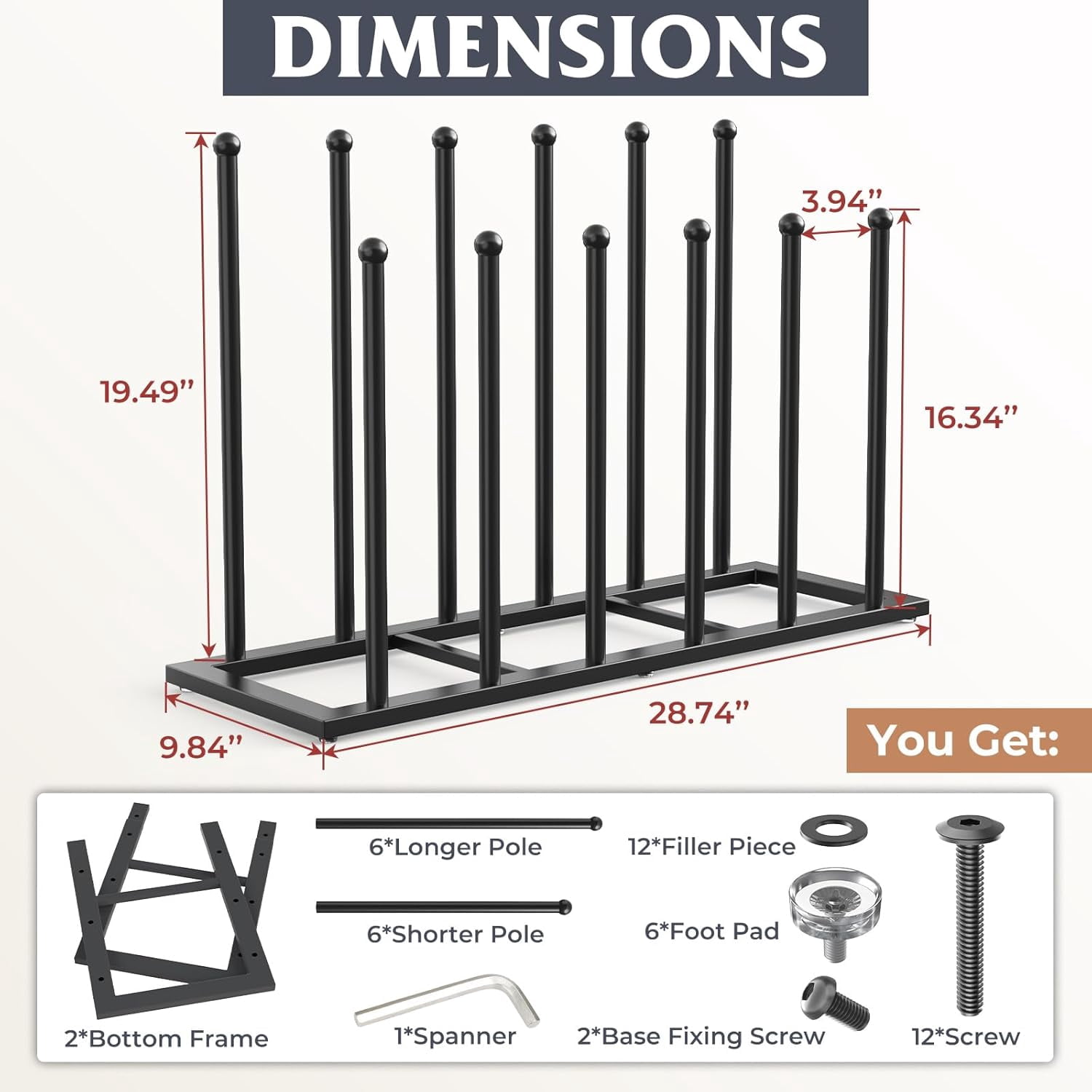 Tall Boot Rack Organizer, 19.5 Inches Stainless Steel Storage Holder ...