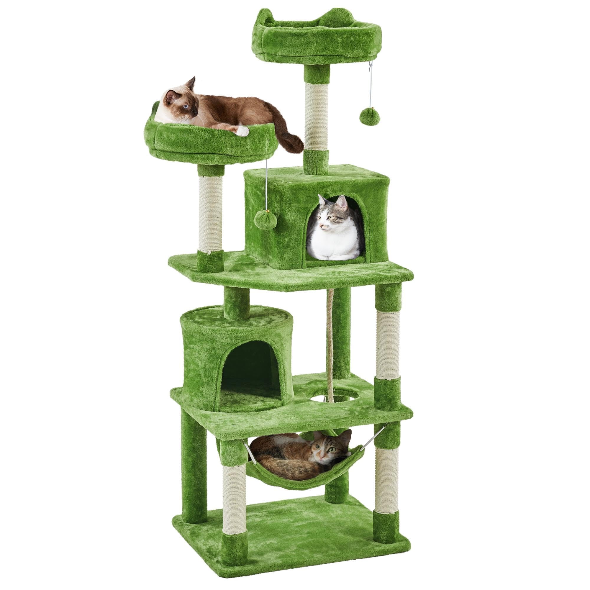 Tall Cat Playhouse 62.5 Inches with Scratching Posts, Soft Perches, and ...