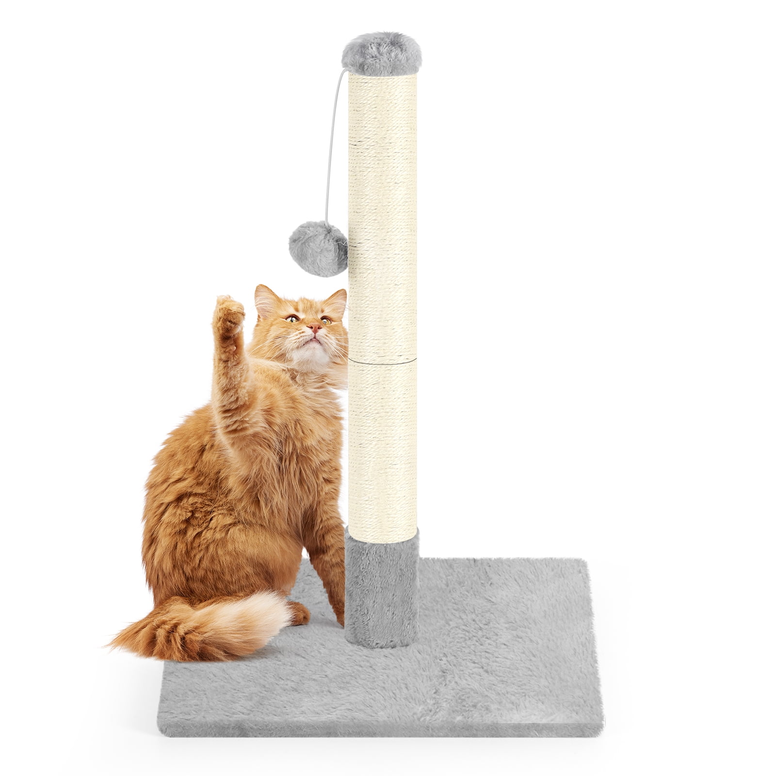 Tall Cat Scratch Post with Natural Sisal Rope and Hanging Ball ...