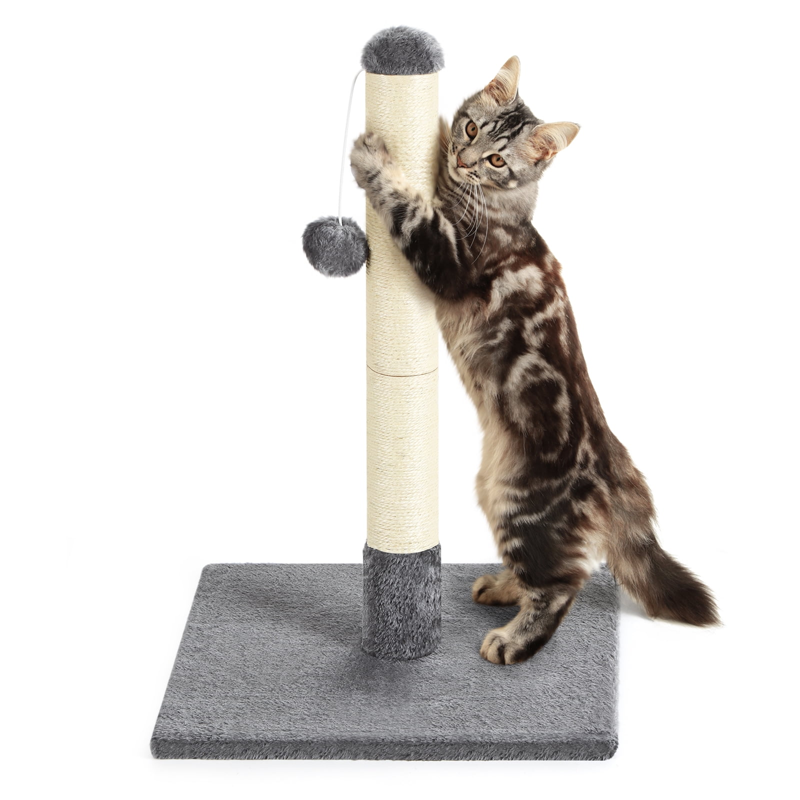 Tall Cat Scratch Post with Natural Sisal Rope and Hanging Ball ...