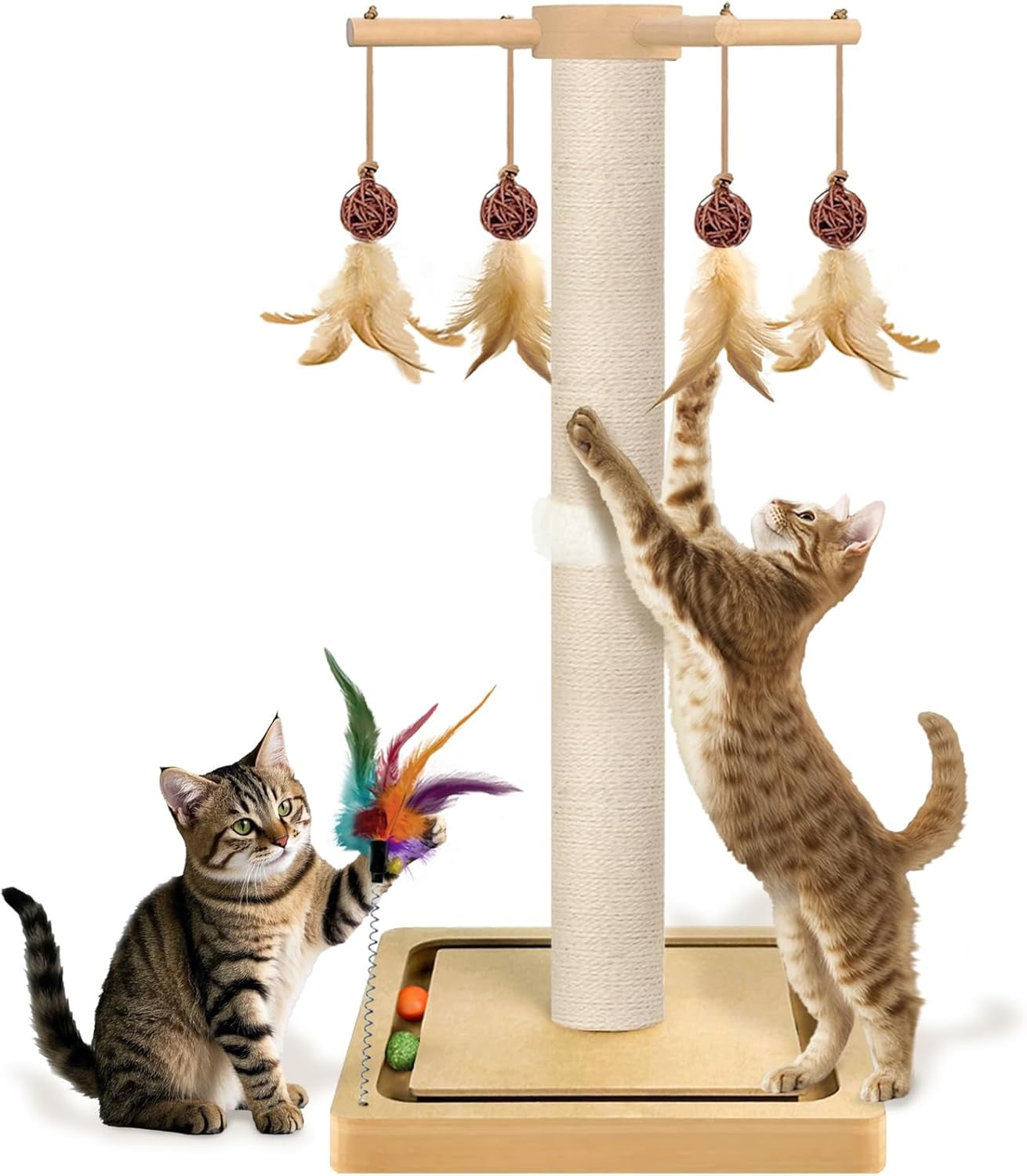 Tall Cat Scratching Post, Sisal, 33 Inches, Large Scratcher Tree Tower for Indoor Cats Adults ...
