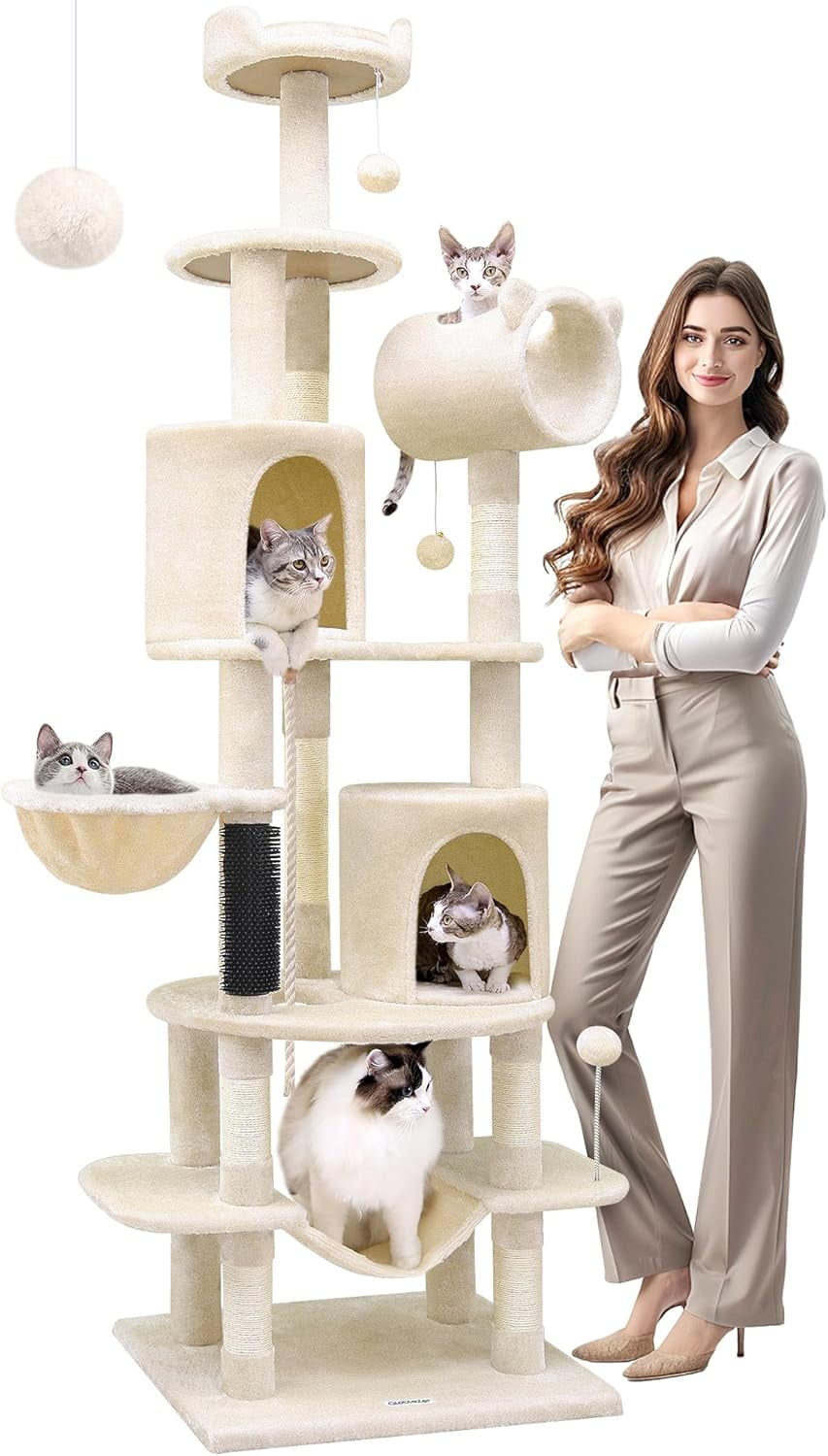 Tall Cat Tower, Curved Series 81-inch Cat Condos for Indoor Cats ...