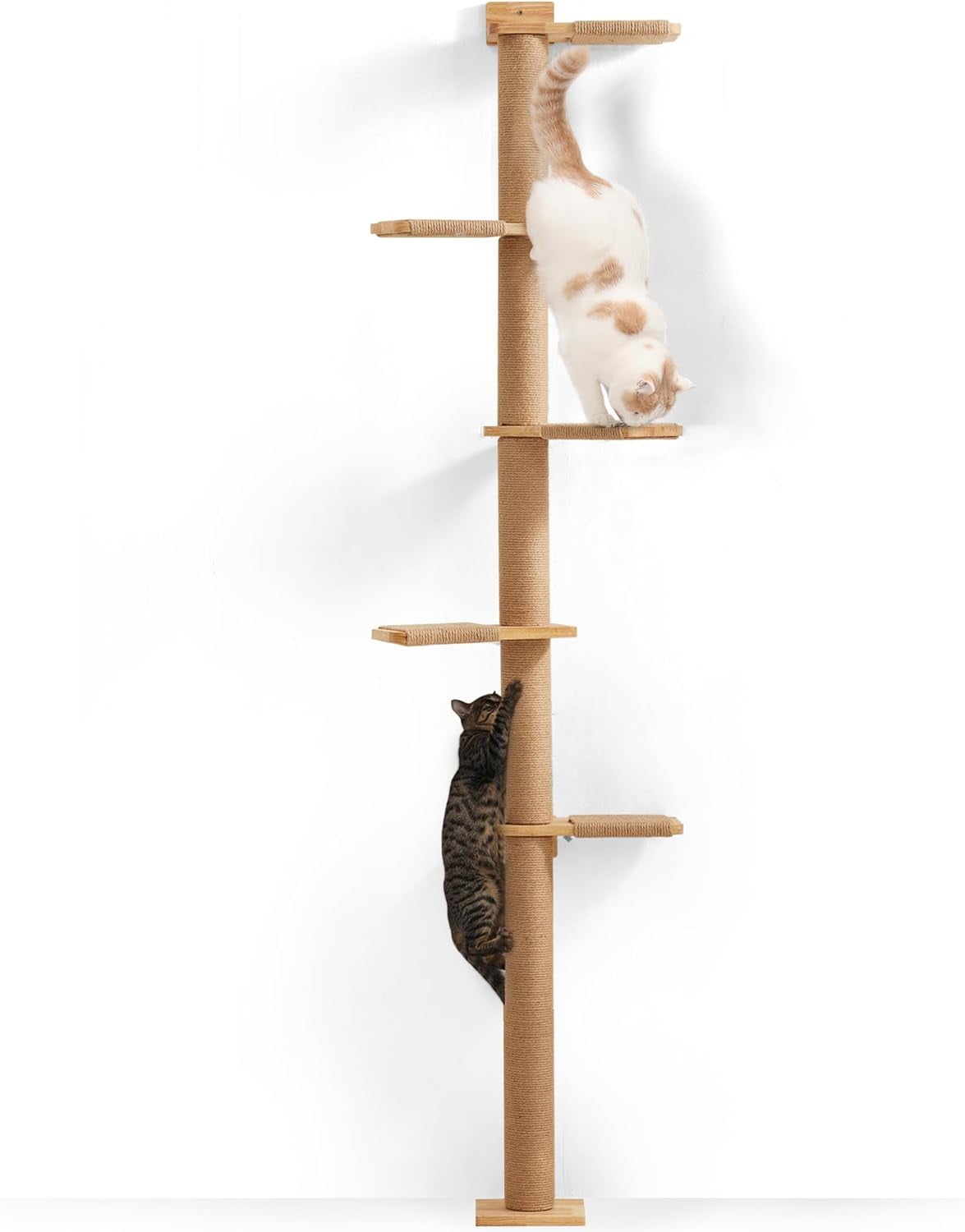 Tall Cat Tree, 5 Tier Floor to Ceiling Cat Tower, Wall-Mounted Cat ...