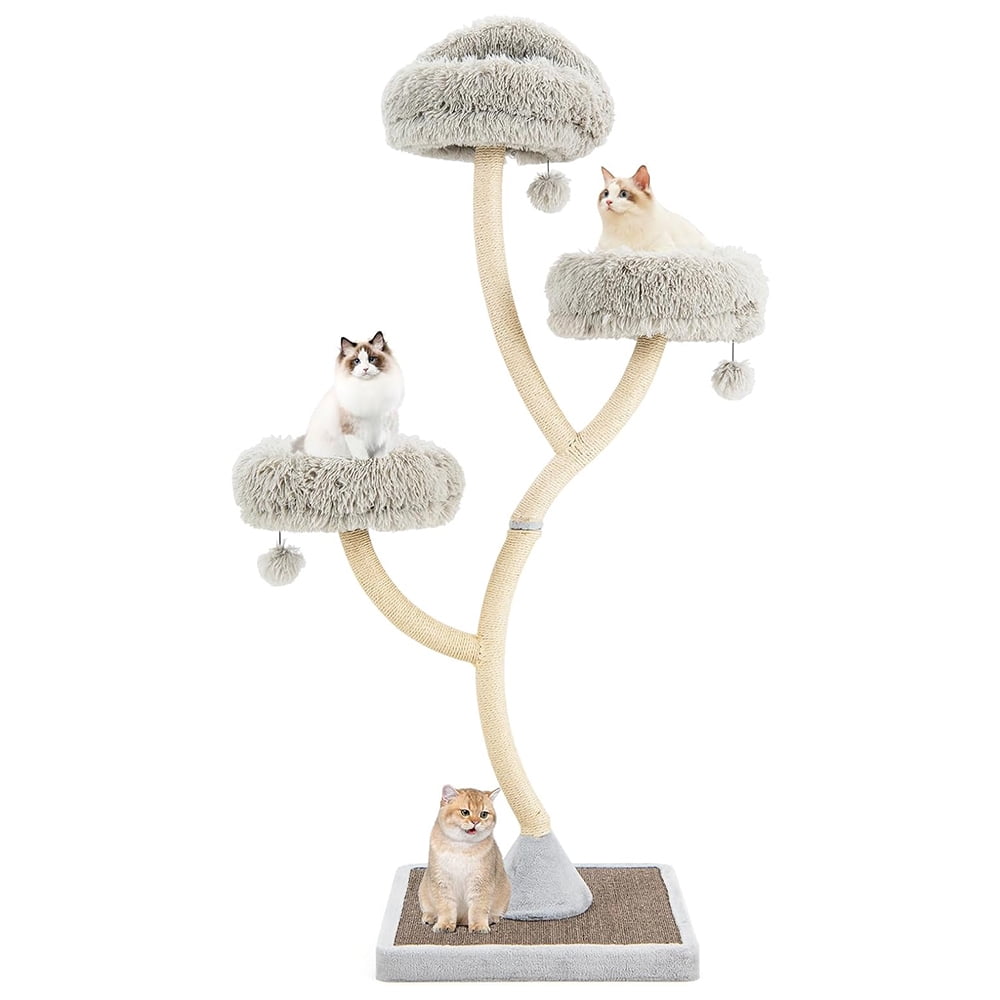 Tall Cat Tree, 70 Inch Multi-Level Large Cat Tower with 3 Warm Perches ...