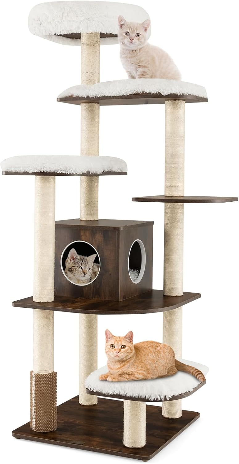 Tall Cat Tree for Indoor Cats, 71 Inches Multi-Level Modern Cat Tower ...