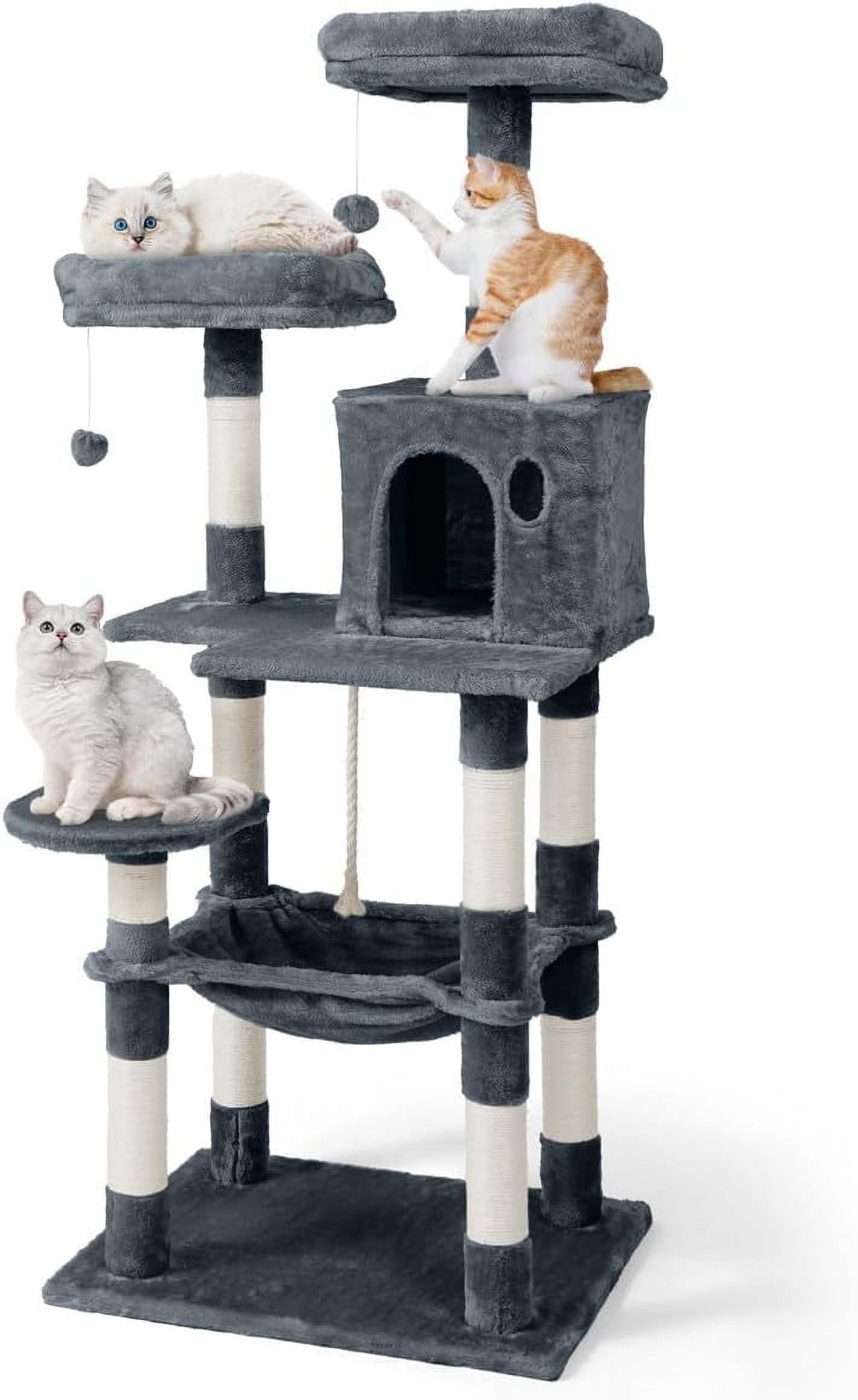 Tall Cat Tree for Indoor Large Cats or Kittens, Multi-Level Cat ...