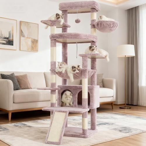 Tall Cat Tree for Large Cat, 80-inch Multi-Level Cat Tower for Indoor ...
