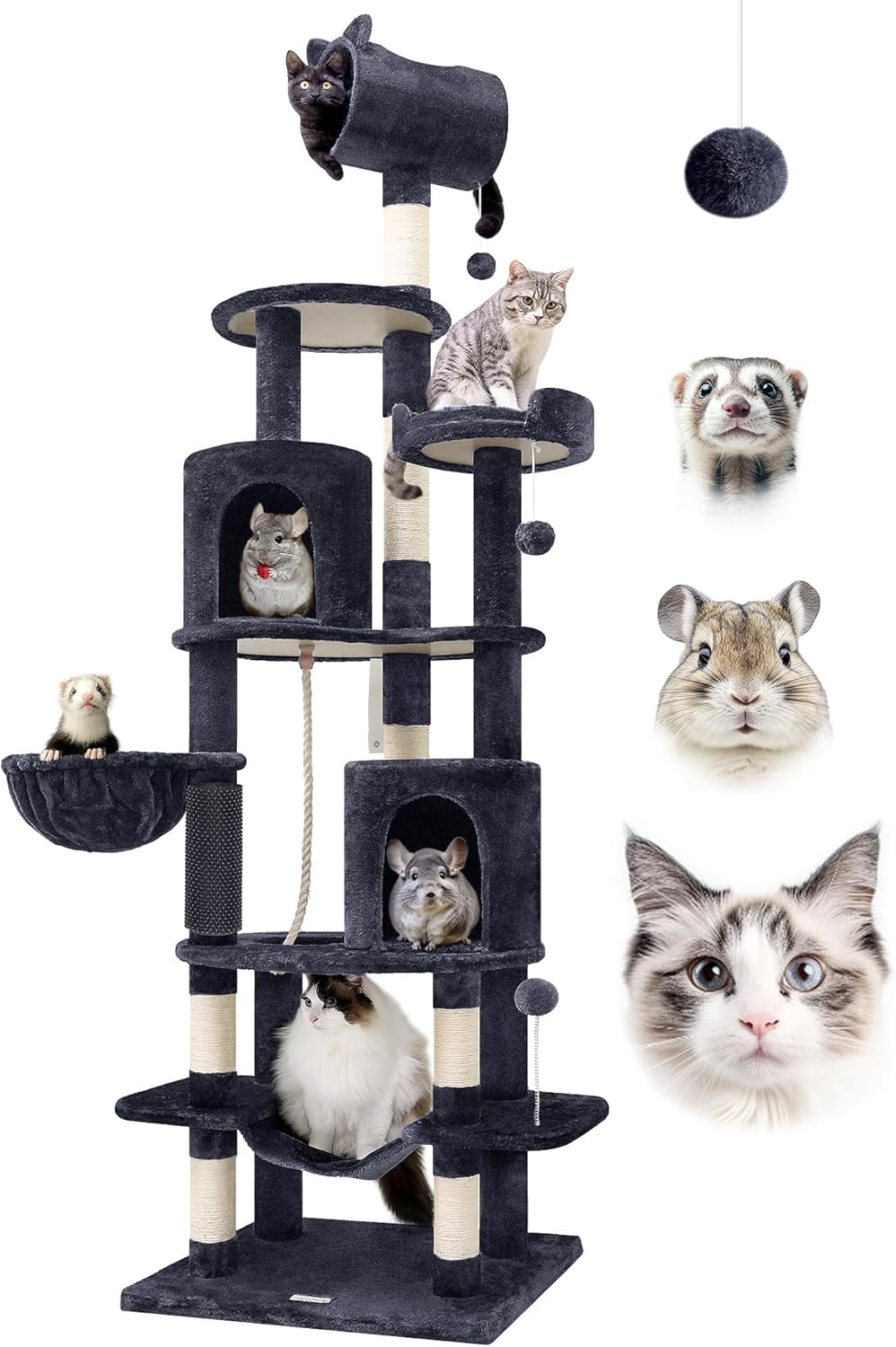 Tall Cat Tree Tower, 85-inch Cat Tower for Indoor Small to Medium Cats ...