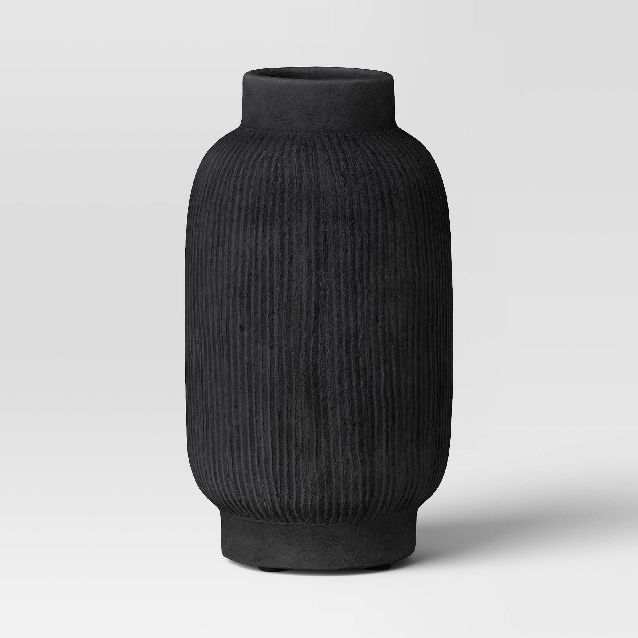 Tall Ceramic Vase Black: Watertight Tabletop Decor, Spot Clean, 12.5 ...