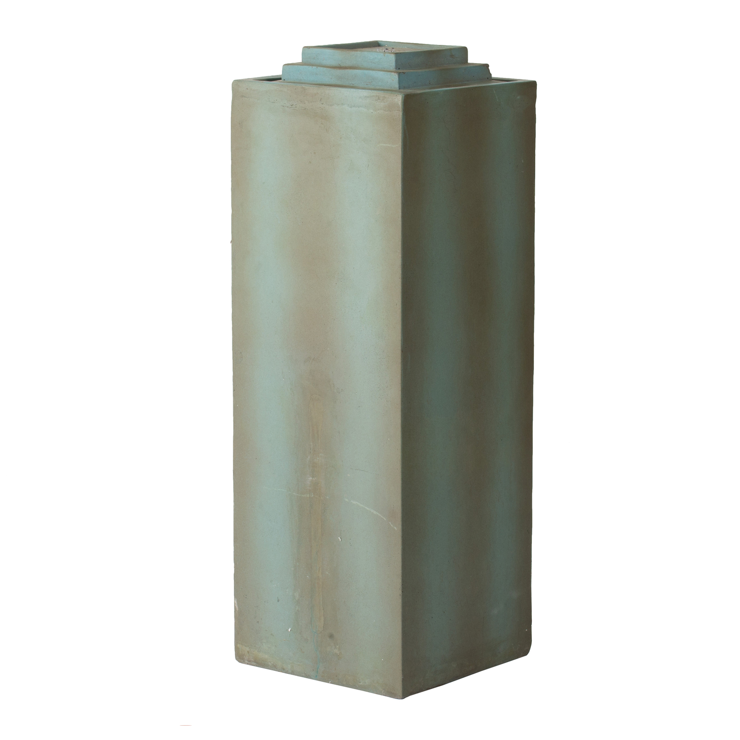 Tall Column with Step Detail Patio Fountain - Green Finish - Walmart.com