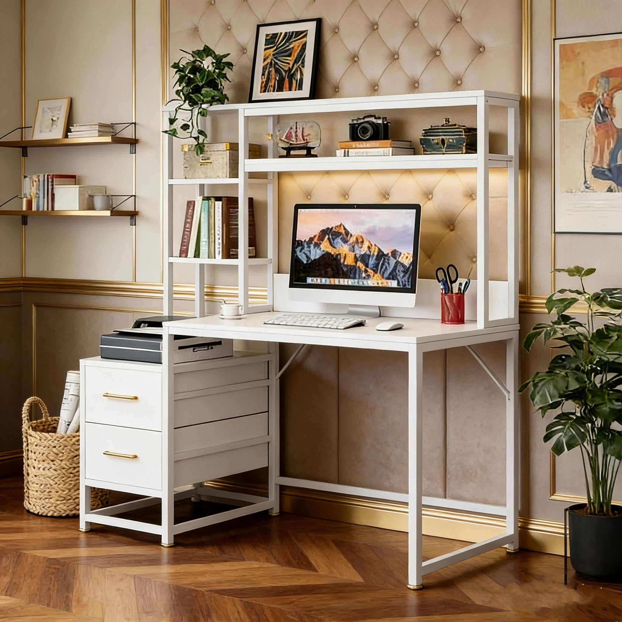 Tall Computer Desk with Stylish Writing Surface, Modern Office Table ...