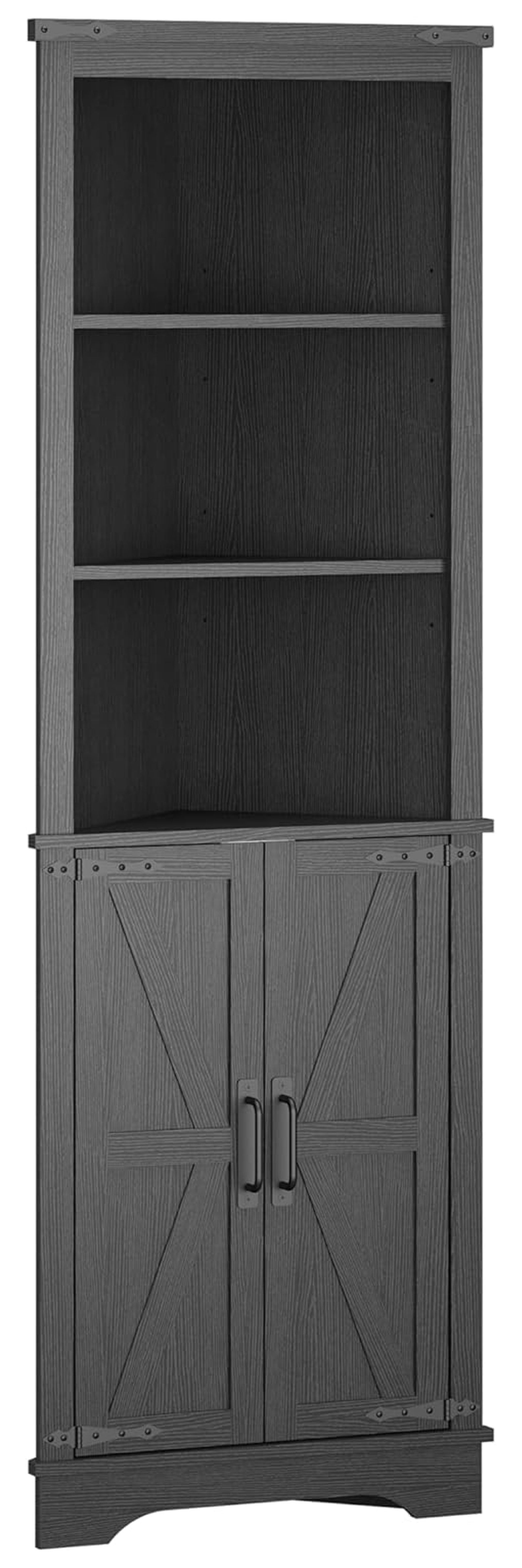 Tall Corner Storage Cabinet with Barn Door, Farmhouse Wooden Corner ...