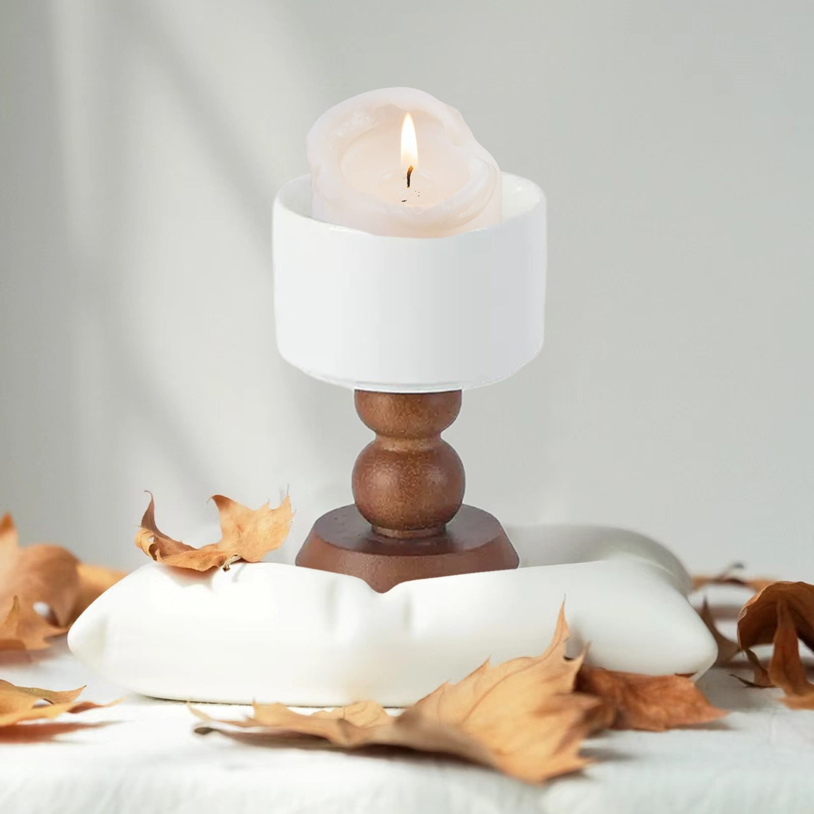 Tall Cup Candle Holder, Farmhouse Wood Candle Holder, Rustic Wooden ...