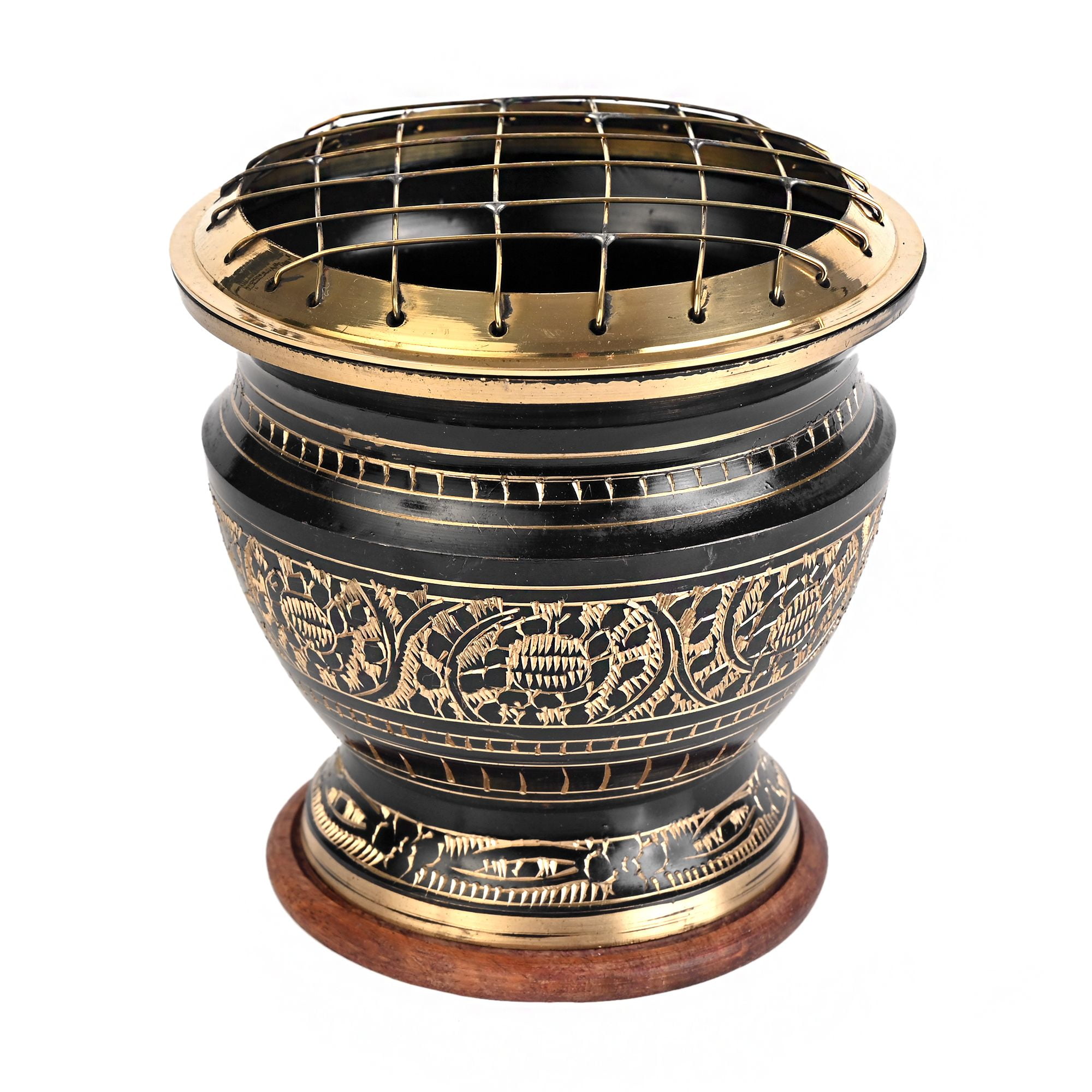 Elegant Brass Charcoal Incense Burner with Removable Screen and Coaster ...