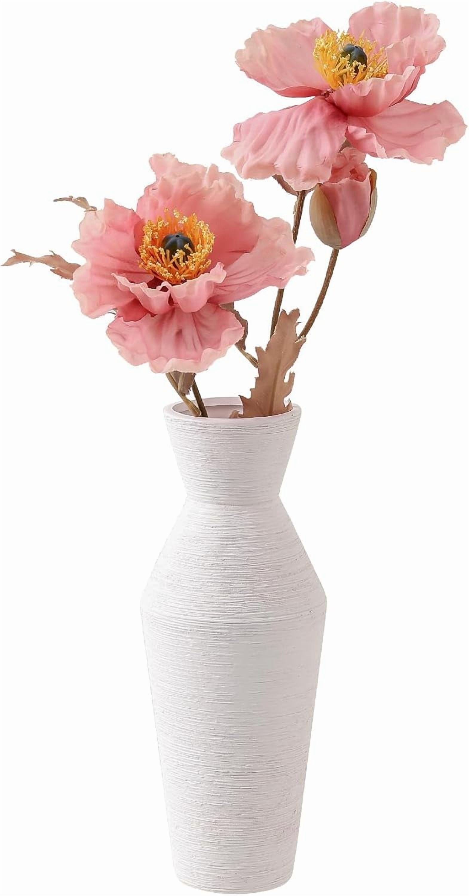 Tall Decorative White Flower Ceramic Vase, Boho Vase, Home Decor, Table ...